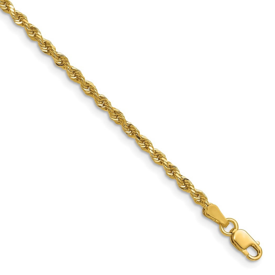 14k Yellow Gold Solid 2.5mm D Cut Rope Lobster Clasp Chain Necklace 18 ...