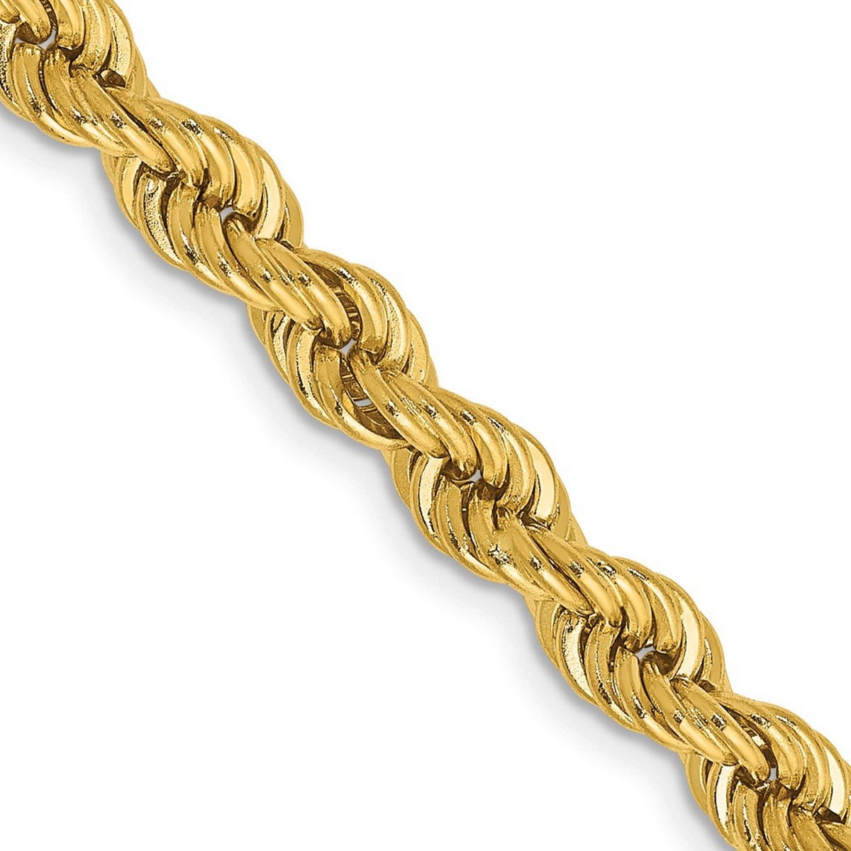 14k Yellow Gold Solid 5mm Handmade Regular Rope Chain Necklace 18 Inch ...