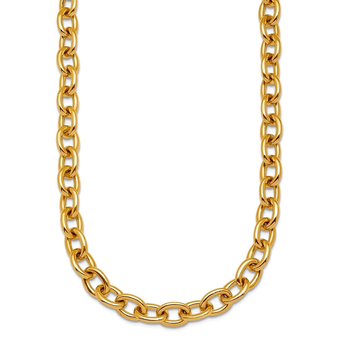 14k Yellow Gold Solid 7.7mm Oval Link Bracelet 7.5 Inch Link Bracelet ...