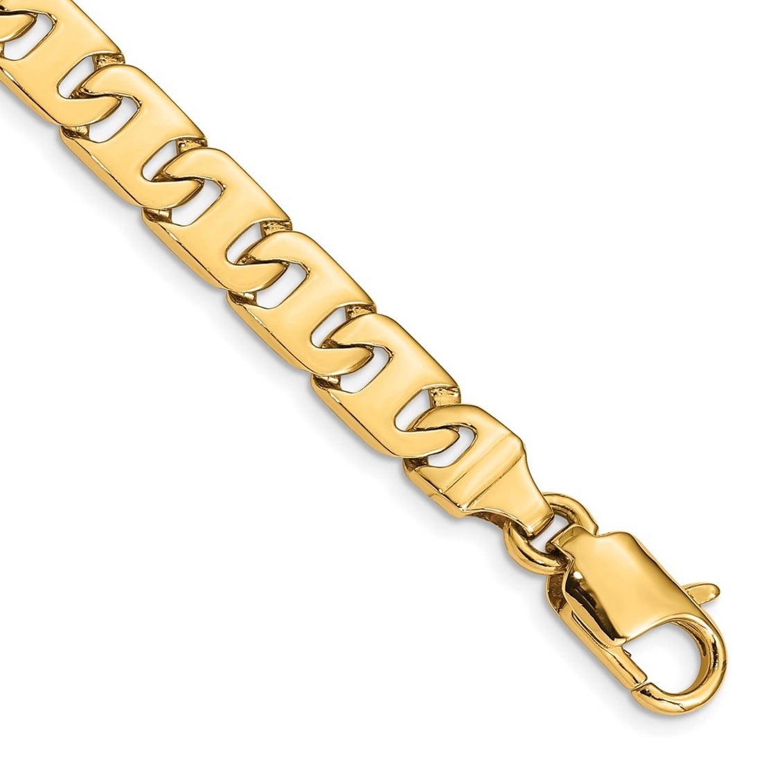 14k Yellow Gold Solid Lobster Claw Closure 8mm Hand Polished Fancy Link ...