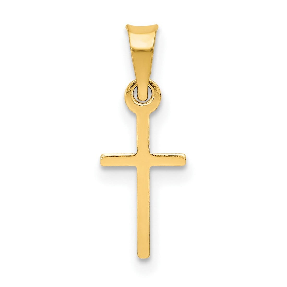 14k Yellow Gold Solid Mini Teen Polished Religious Faith Cross Charm ...