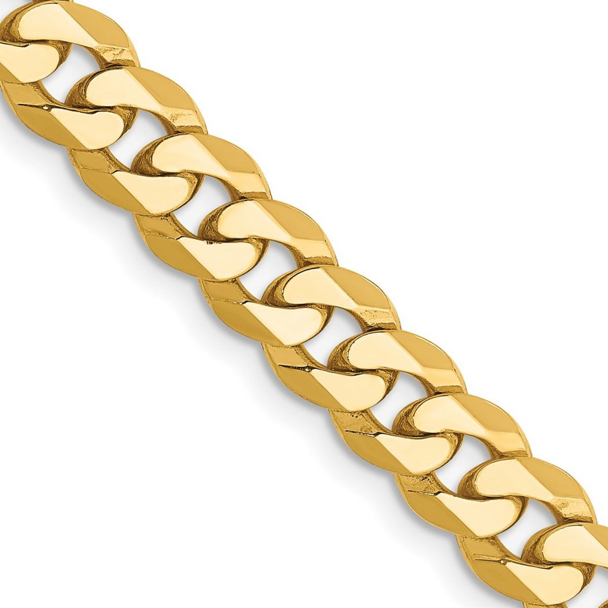 14k Yellow Gold Solid Polished 6.1mm Beveled Curb Chain Necklace 18 ...