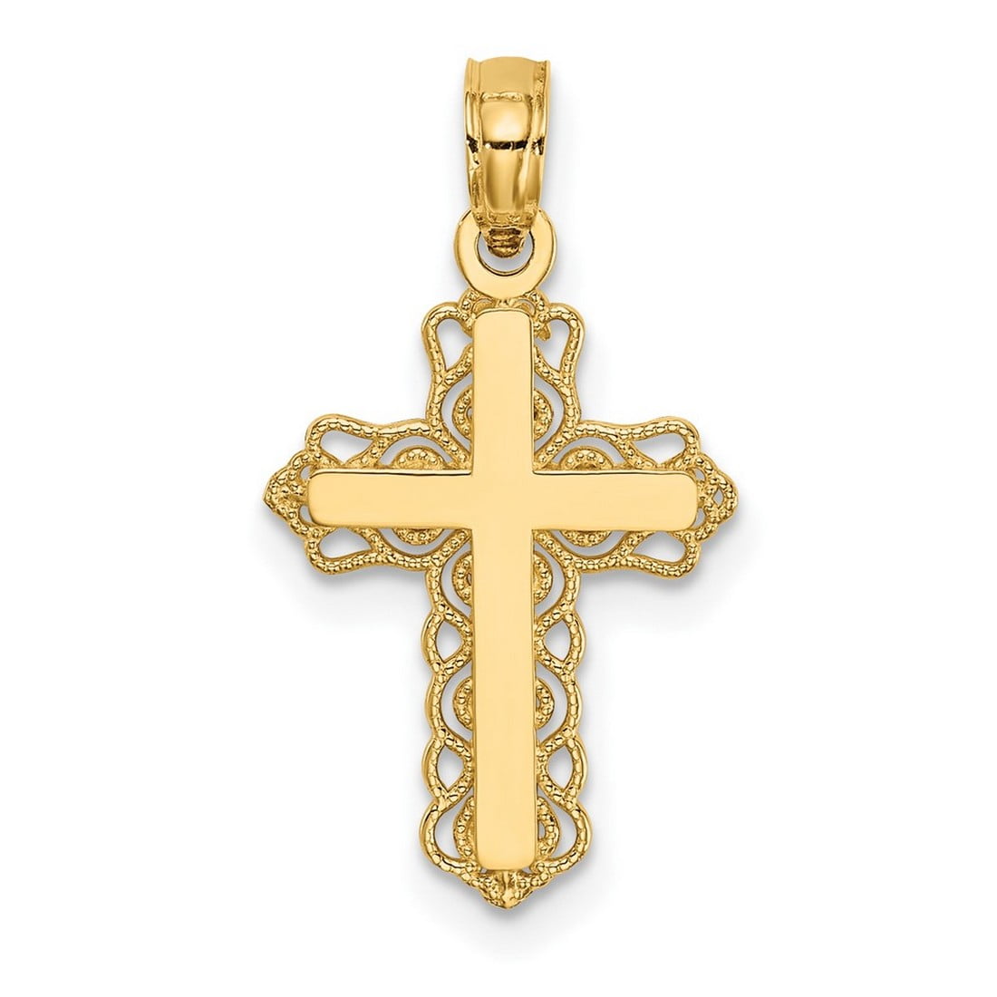 14k Yellow Gold Solid Polished Budded Religious Faith Cross Charm 11 ...