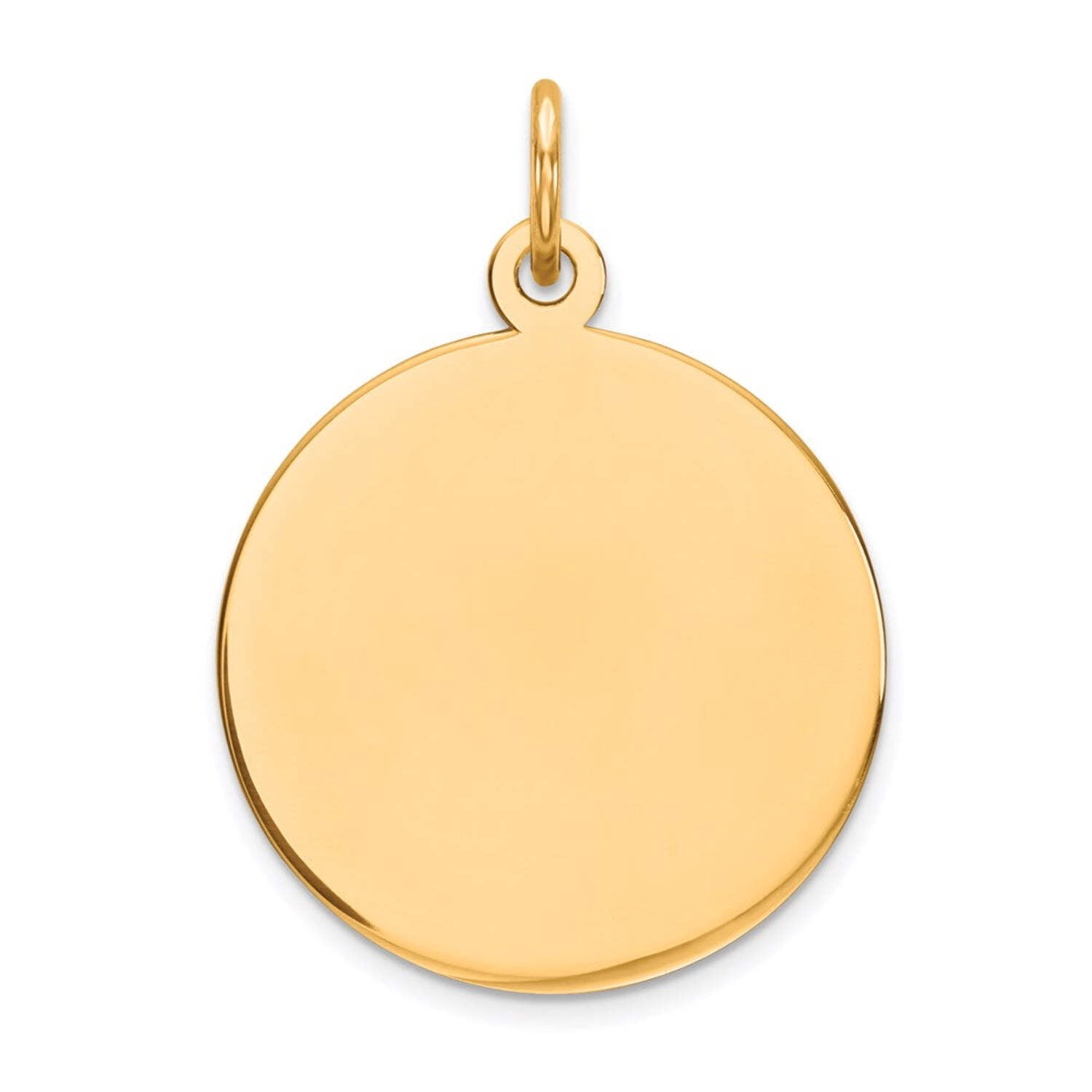 14k Yellow Gold Solid Polished Round Disc Charm 24x17mm Wide Pendant ...