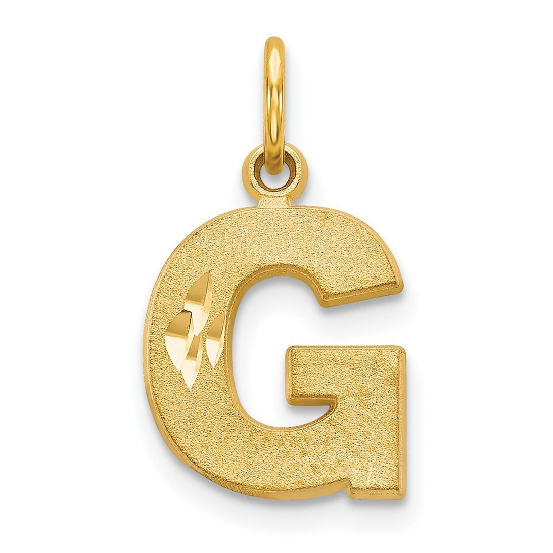 14k Yellow Gold Solid Satin Letter Name Personalized Monogram Initial G Charm - Bead Charm for ...