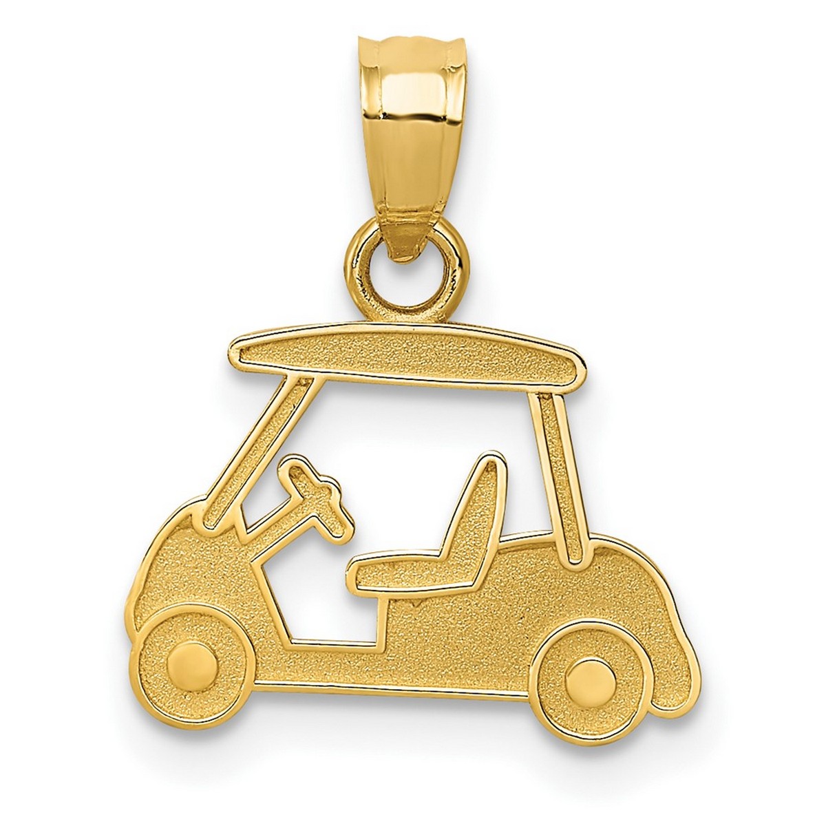 14k Yellow Gold Solid Satin Polished Golf Cart Charm Pendant Necklace ...