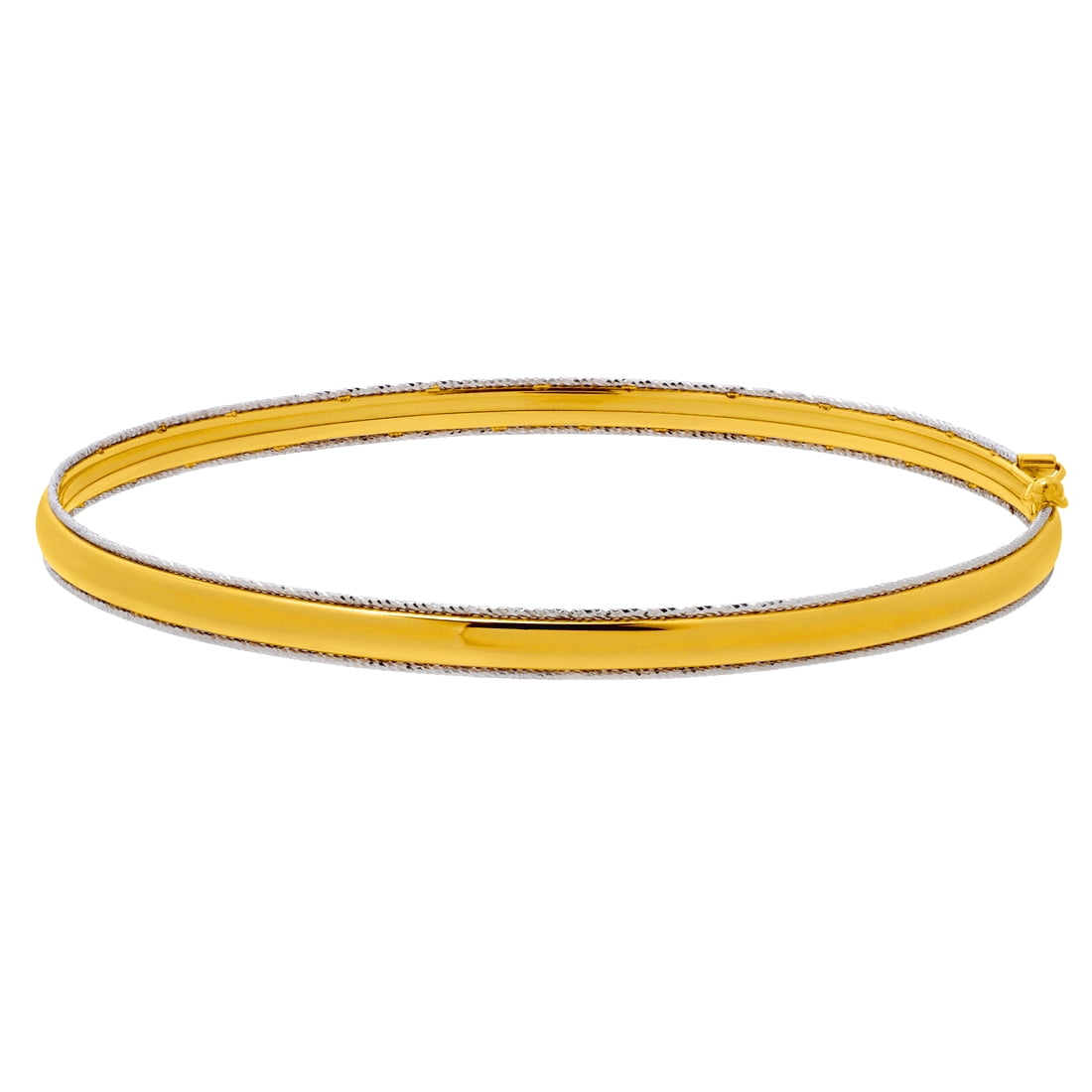 14k Yellow Gold Sparkle-Cut and Polished Bangle Bracelet With Box ...