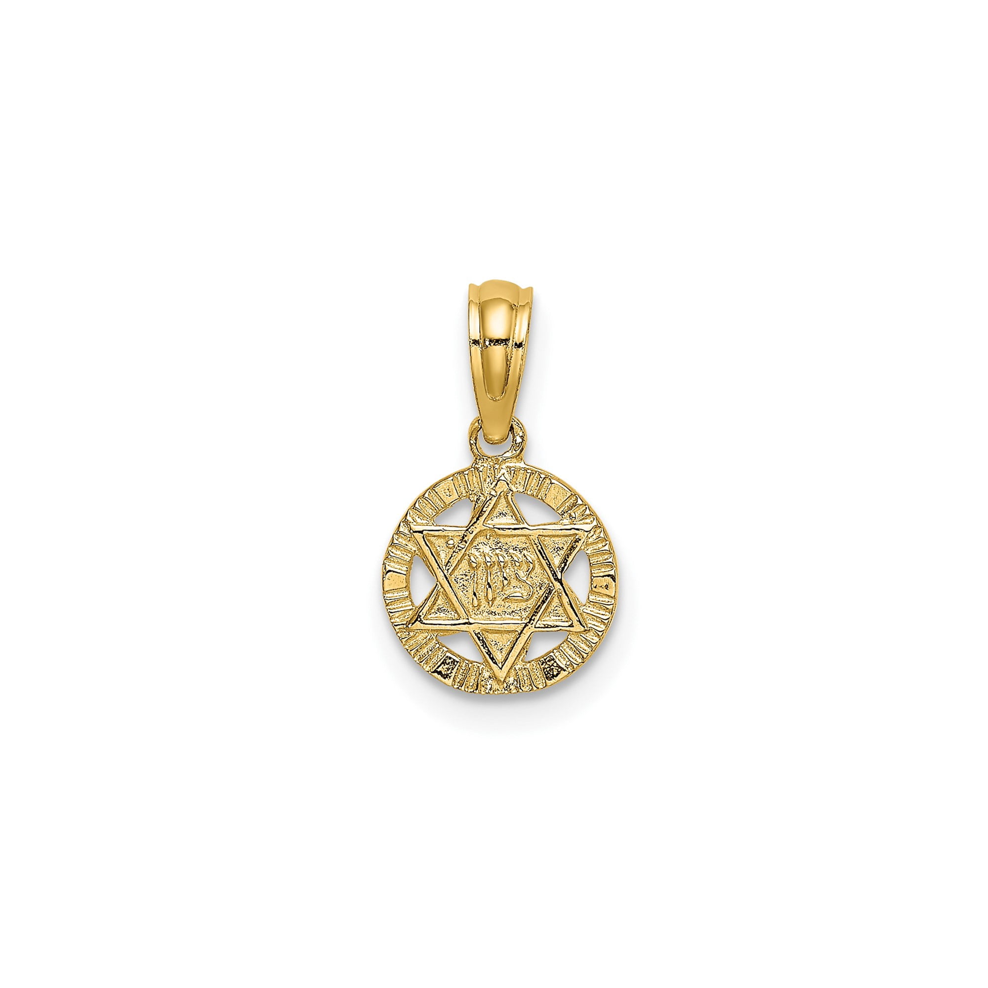 14k Yellow Gold Star of David Pendant with Hebrew Center, Jewish ...