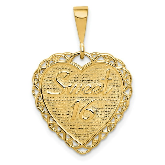 14k Yellow Gold "Sweet 16" Charm Pendant Fine Jewelry For Women Gifts ...