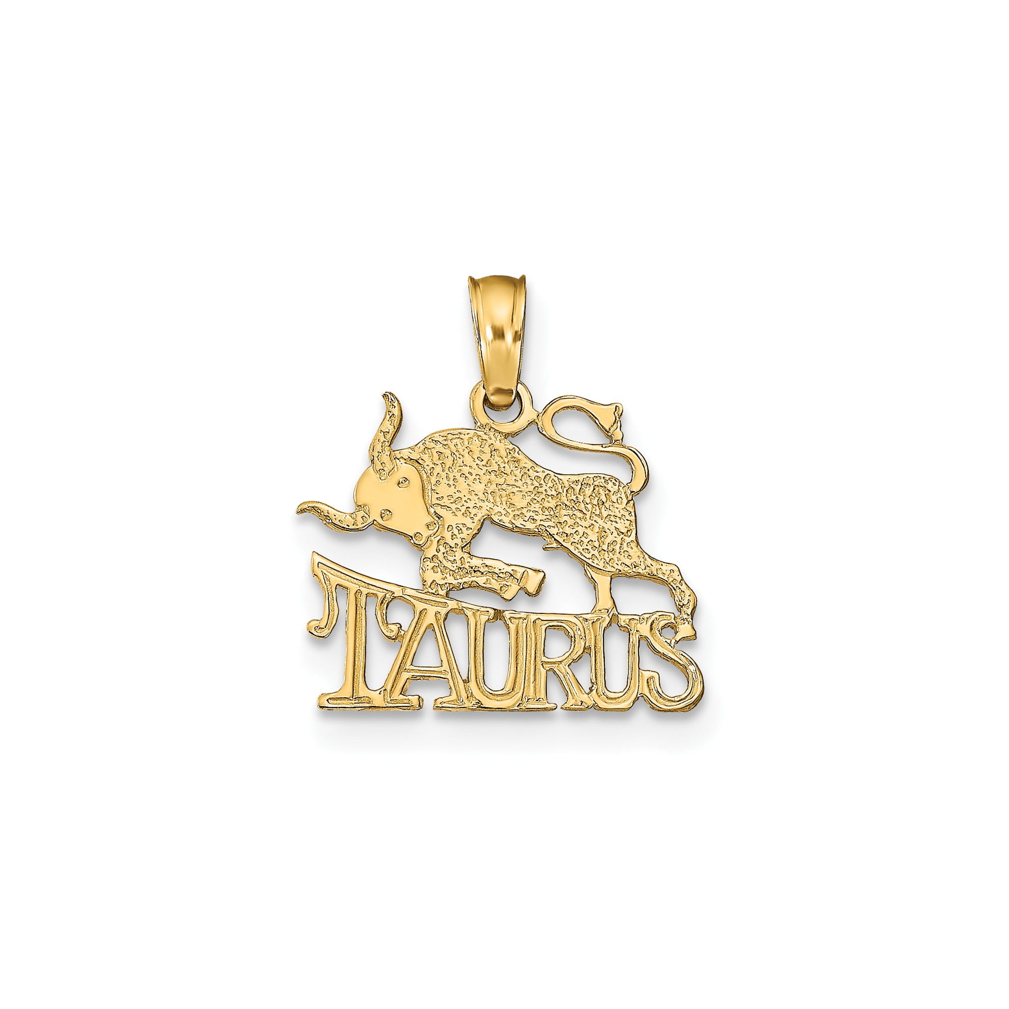 14k Yellow Gold Taurus Pendant Necklace with Bull Design and Zodiac ...