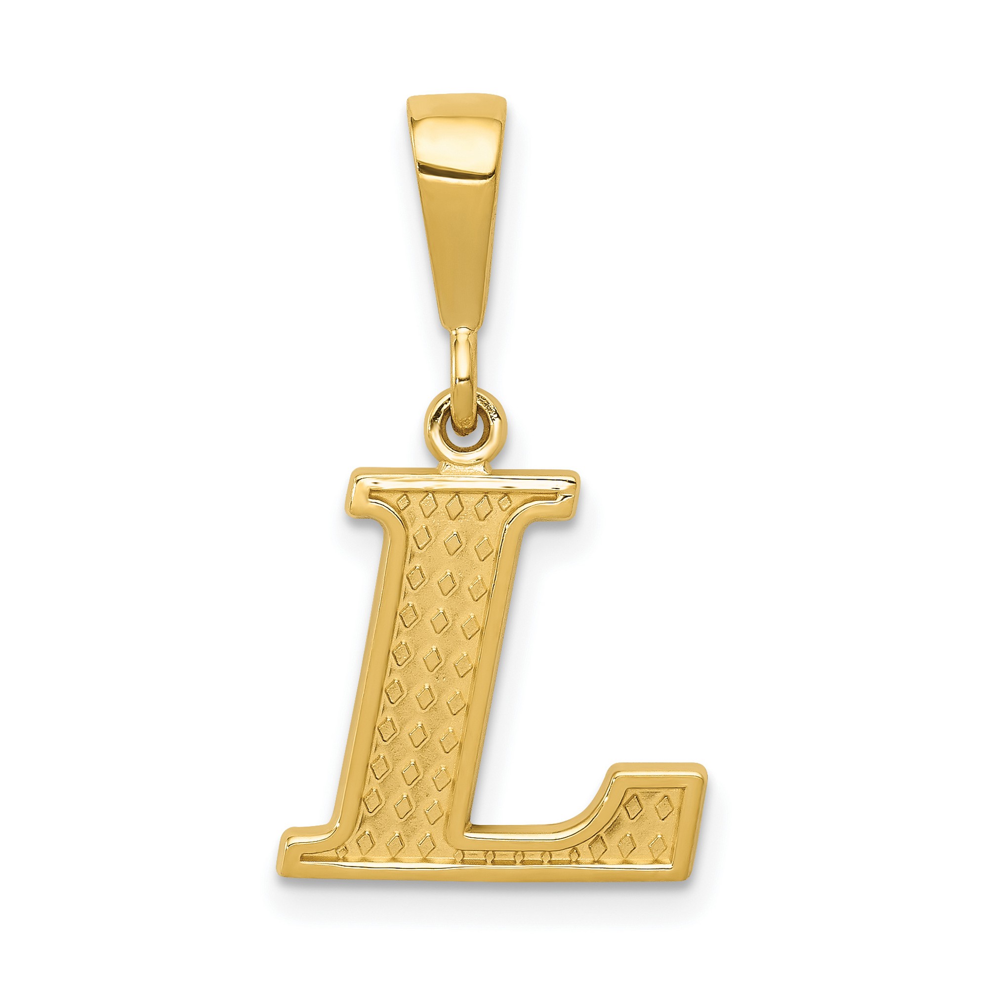 14k Yellow Gold Textured Block Style Uppercase Letter L Initial Pendant ...