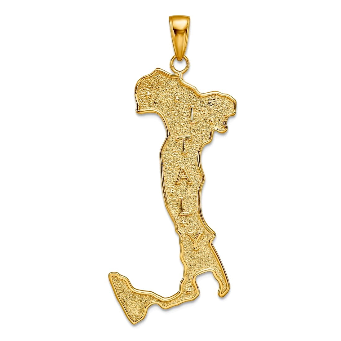 14k Real Yellow Gold Large Italy Pendant, Polished Textured, 39x17mm ...