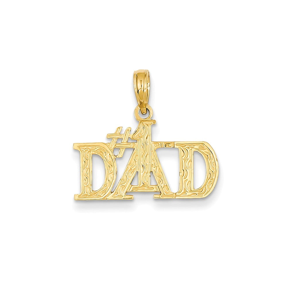 14k Yellow Gold Textured Polished Number 1 Dad Pendant Necklace 18x22mm ...