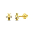 14k Yellow Gold Tiny Yellow Enamel Bee Screw Back Earrings for Toddler ...