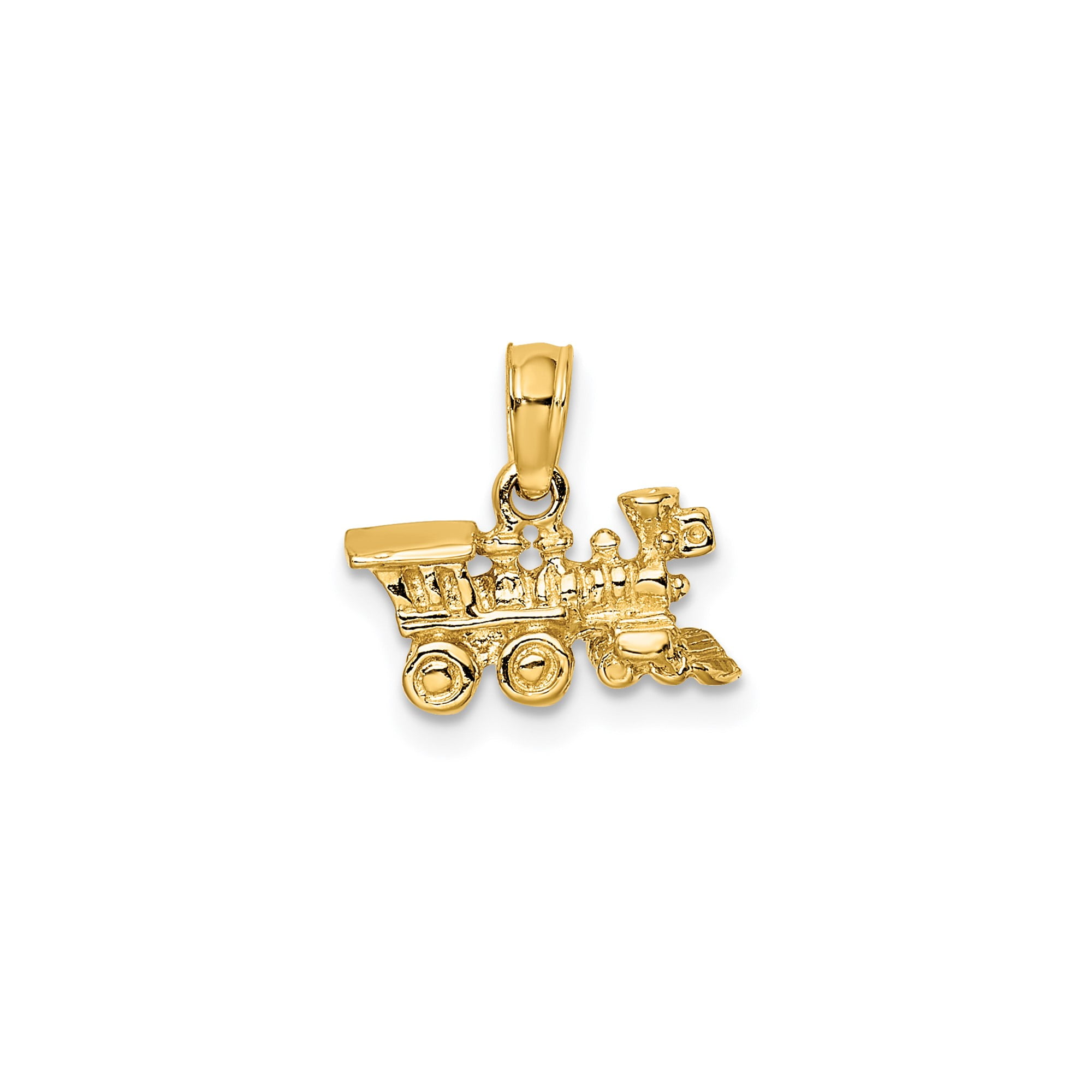 14k Yellow Gold Train Pendant with Steam Locomotive Design, Polished ...