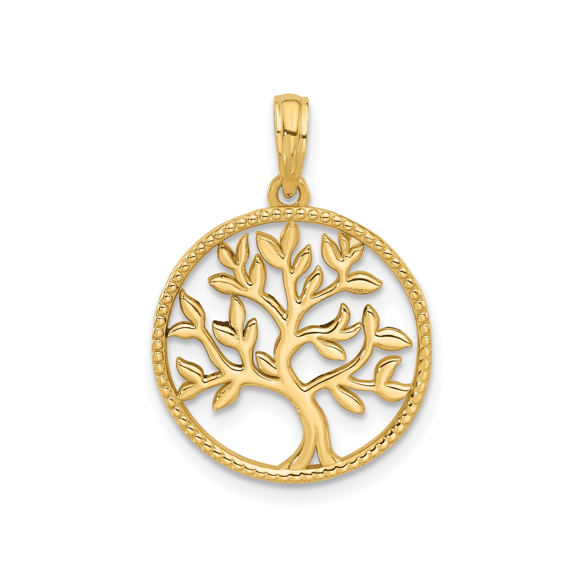 14k Yellow Gold Tree of Life Pendant for Women, Openwork Circle ...