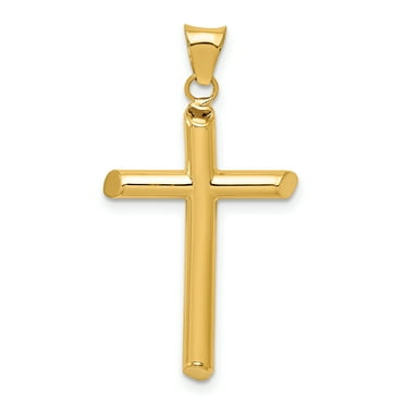 14k Yellow Gold Latin Cross Pendant Necklace for Men and Women with ...