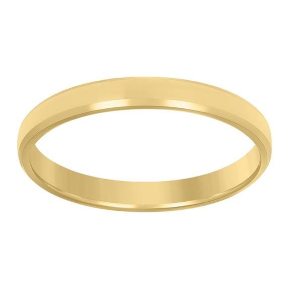 14k Yellow Gold Unisex Flat Center Beveled Edge Wedding Band Ring 3MM ...