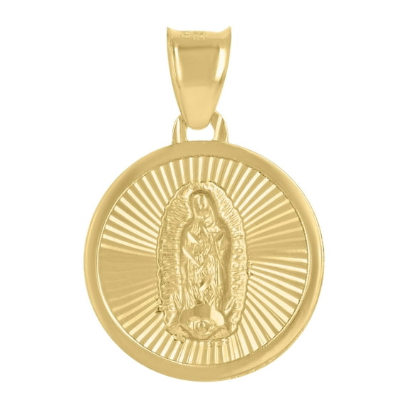 14k Yellow Gold Unisex Medallion Guadalupe/Mother Marry Religious Charm ...