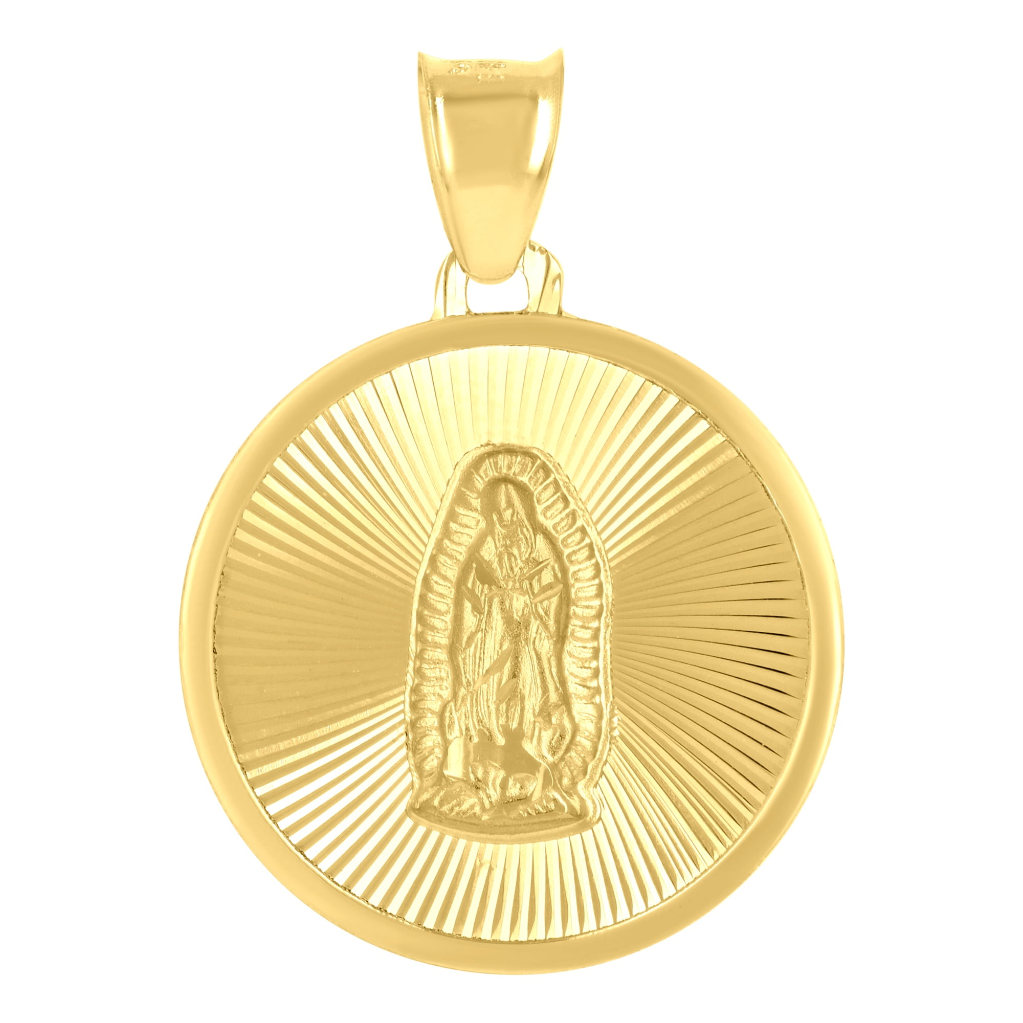 14k Yellow Gold Unisex Medallion Guadalupe/mother Marry Religious Charm ...