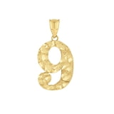 14k Yellow Gold Unisex Nugget Initial Number 9 Charm Pendant - Walmart.com