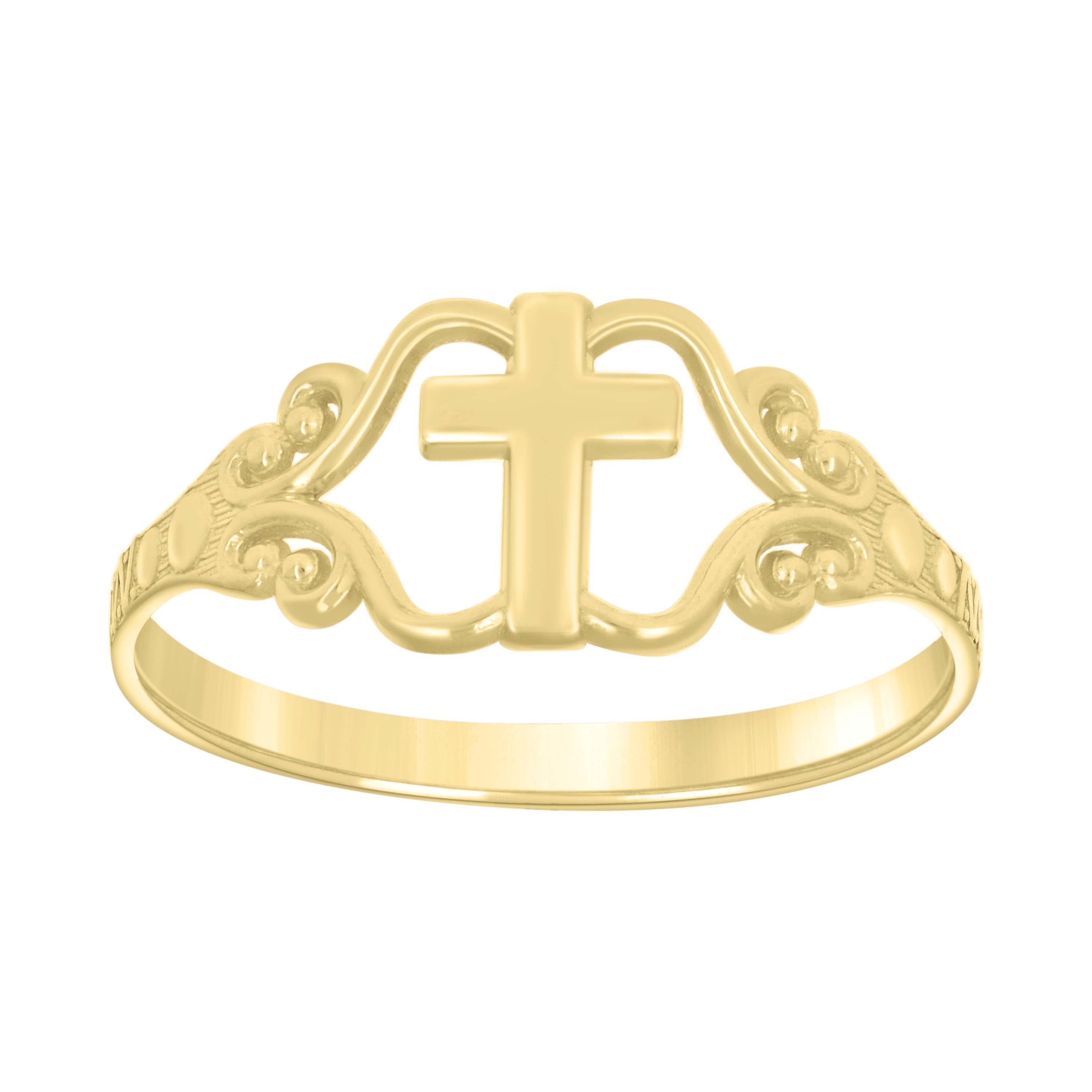 14k Yellow Gold Womens Cross Religious Ring - Walmart.com