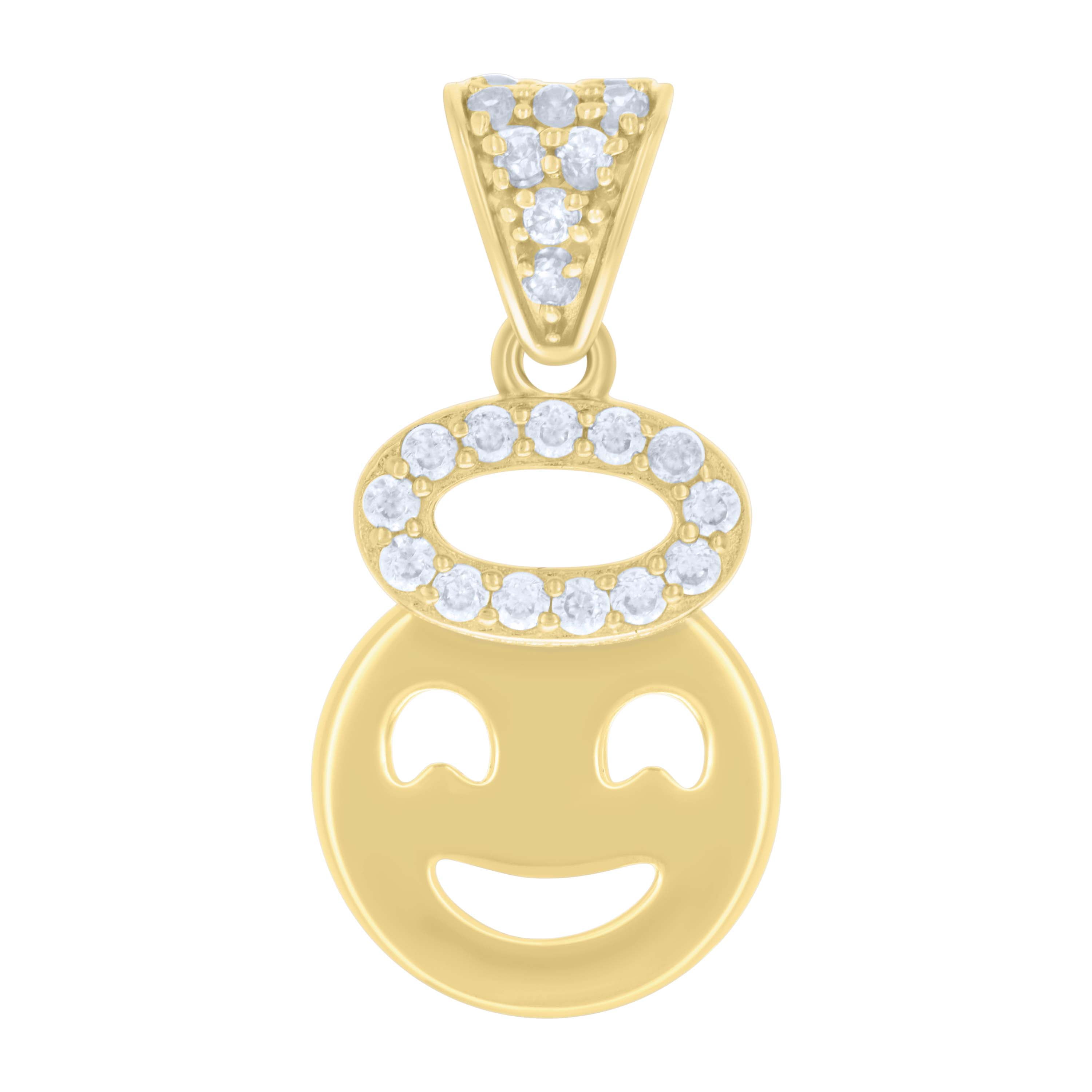 14k Yellow Gold Womens Cubic-Zirconia Angel Smiley Face Fashion Charm ...