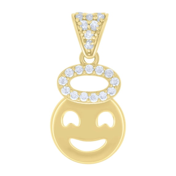 14k Yellow Gold Womens Cubic-Zirconia Angel Smiley Face Fashion Charm ...