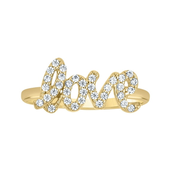 14k Yellow Gold Womens Cubic-Zirconia Love Fashion Ring Size 7 ...