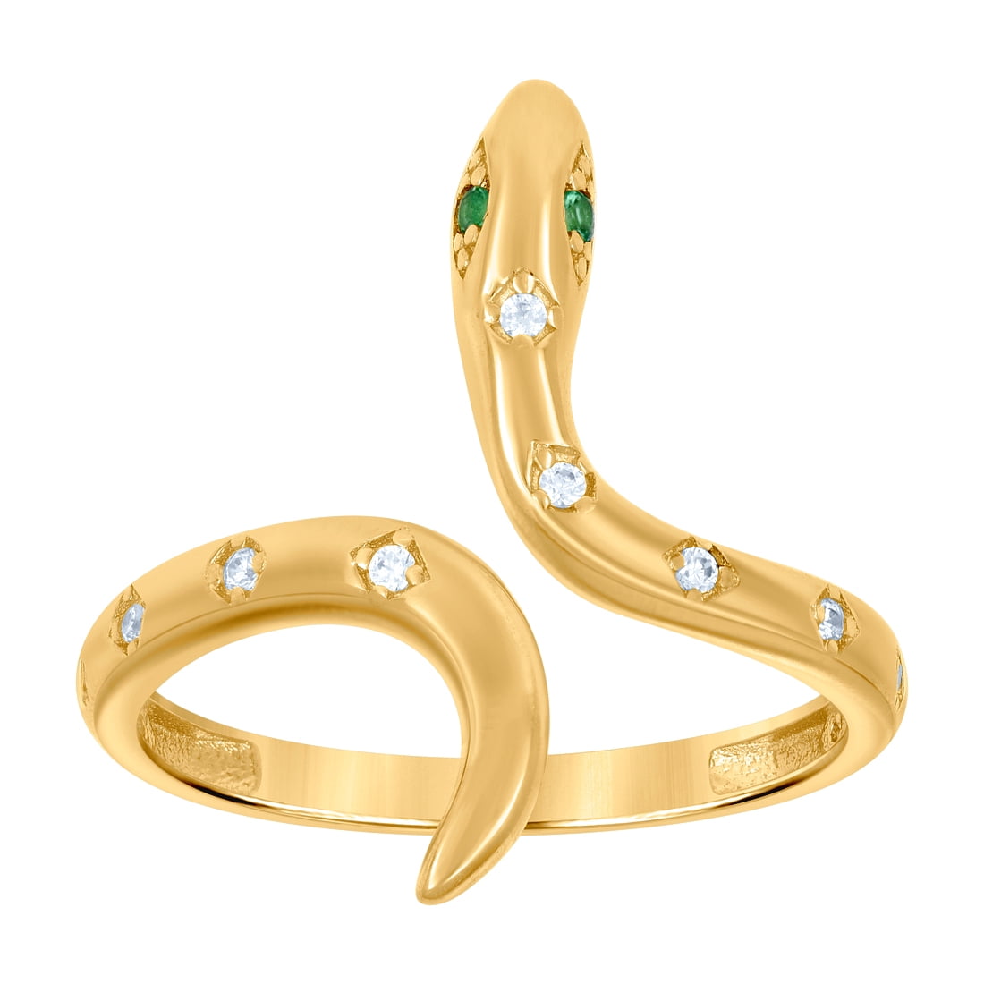14k Yellow Gold Womens Green Cubic Zirconia Snake Adjustable Fashion ...