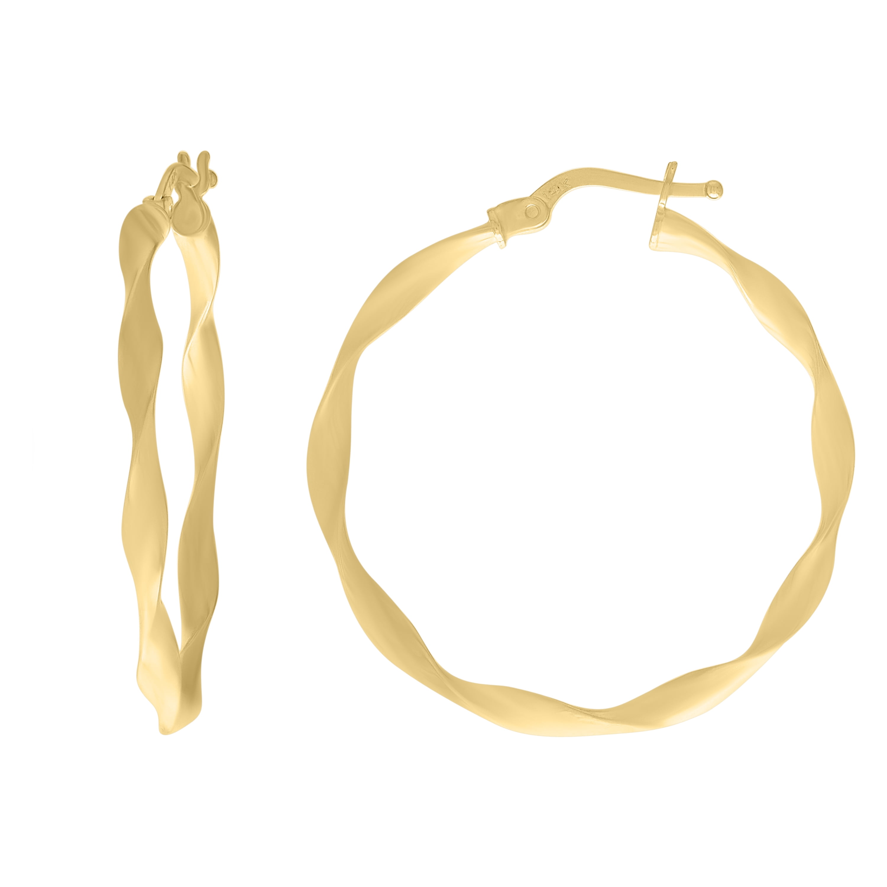 14k Yellow Gold Womens Twisted Hoop Earrings - Walmart.com