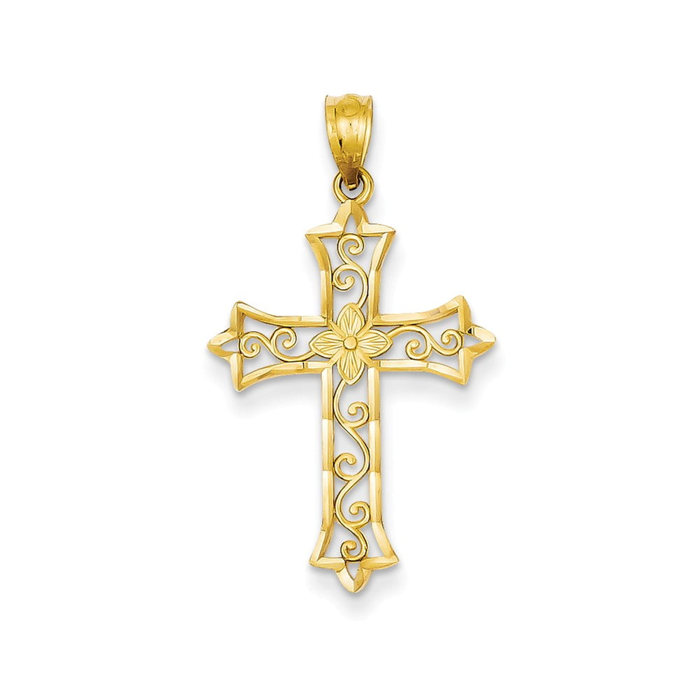 14k Yellow Gold Yellow Gold Cross Pendant - Walmart.com