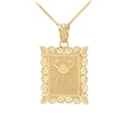 14k Yellow Gold Zodiac Sign Filigree Square Pendant Necklace Cancer (22 ...