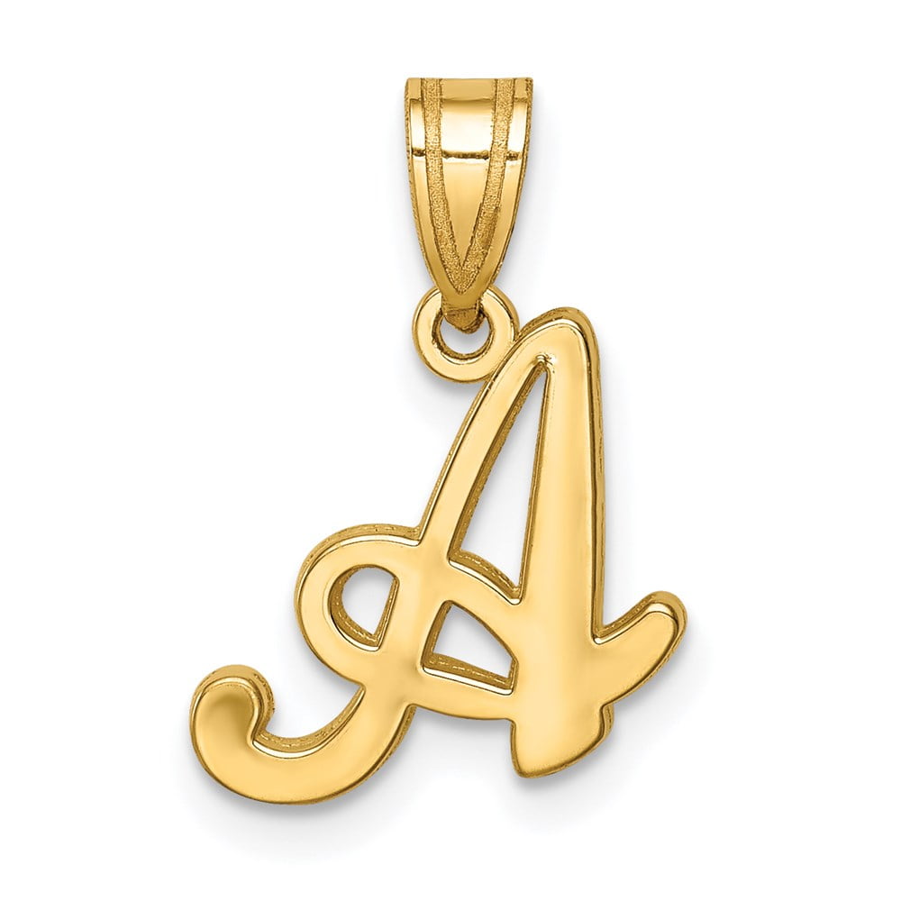 14k Yellow Gold a Script Initial Pendant Fine Jewelry For Women Gifts ...