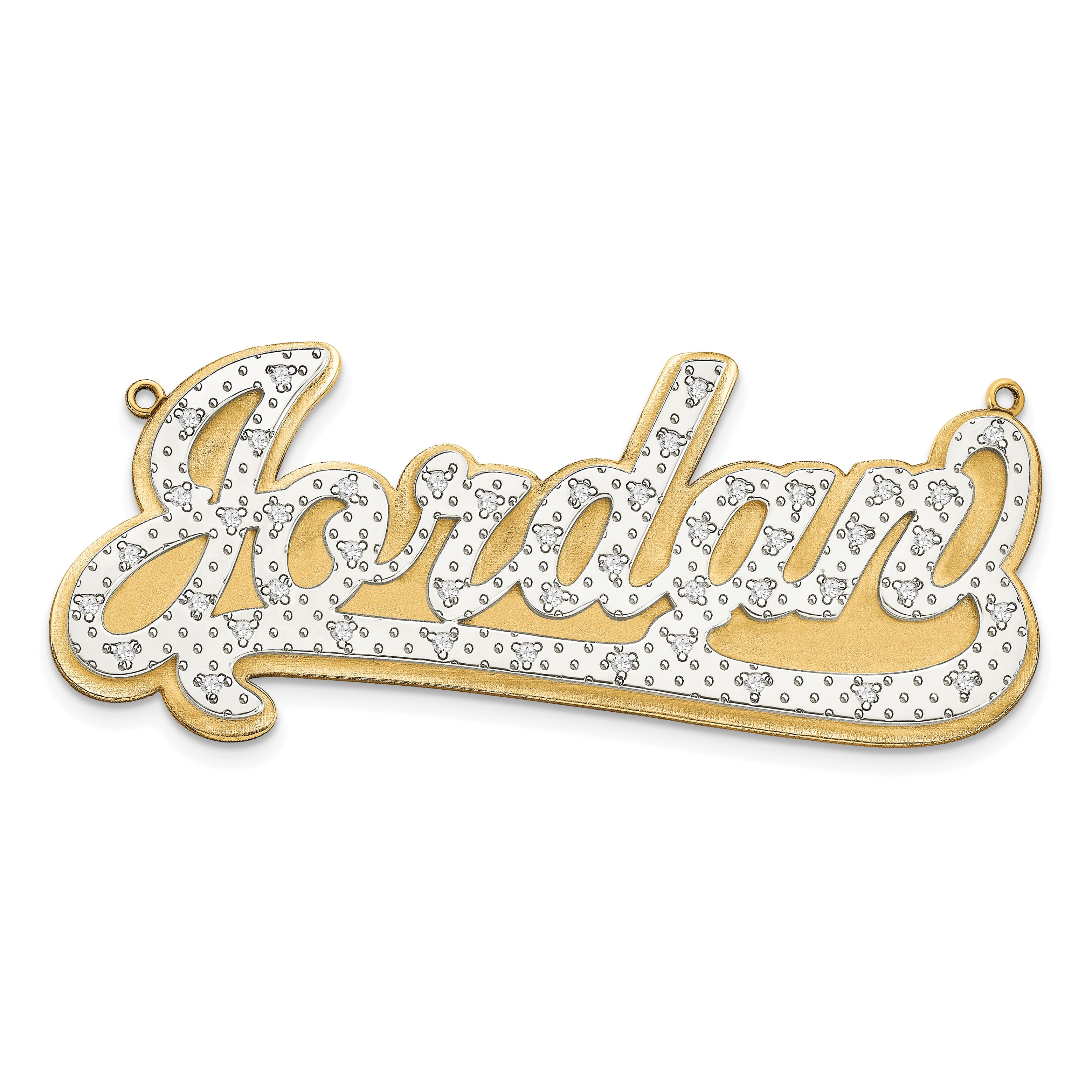 14k Yellow Gold and Rhodium 3D Diamond Name Plate XNA30 - Walmart.com