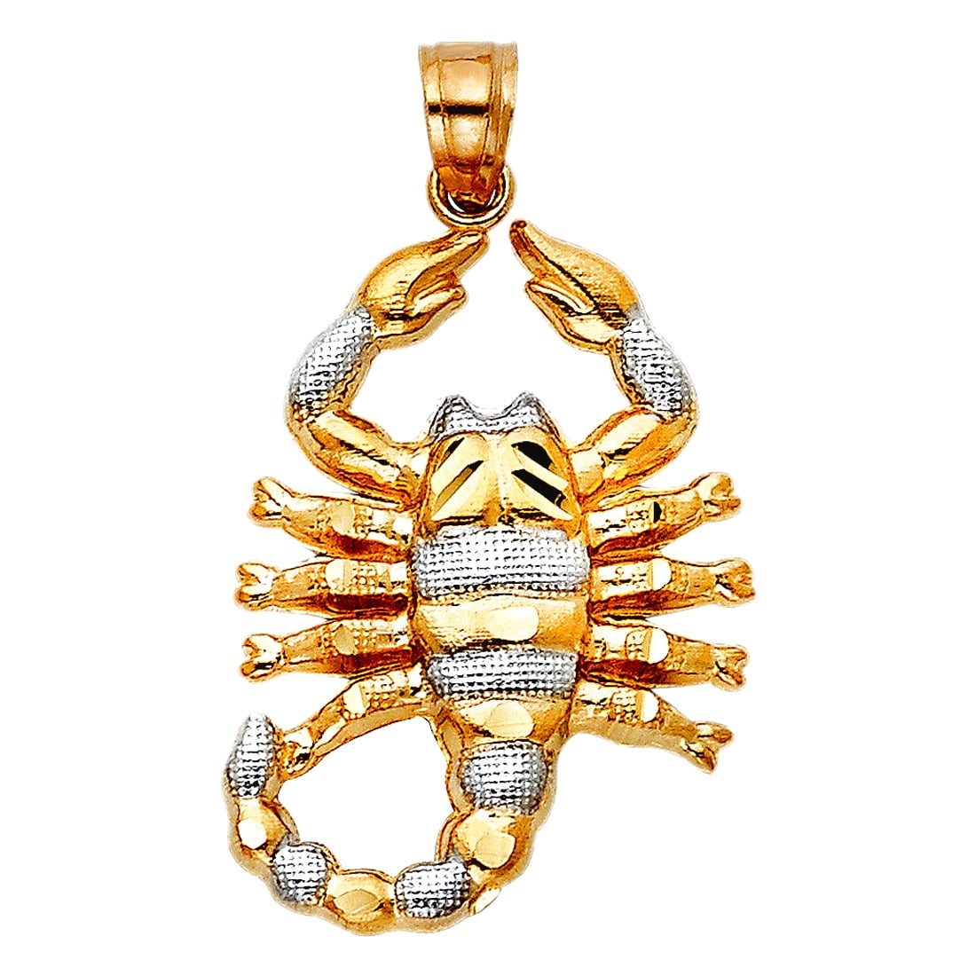 14k Yellow Gold and White Gold Scorpion Pendant Necklace 20x28mm ...