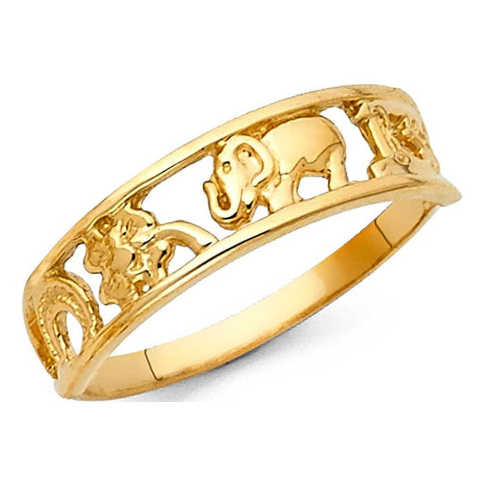 14k Yellow Italian Solid Gold All-in-One Lucky Charm Ring 5mm - Walmart.com