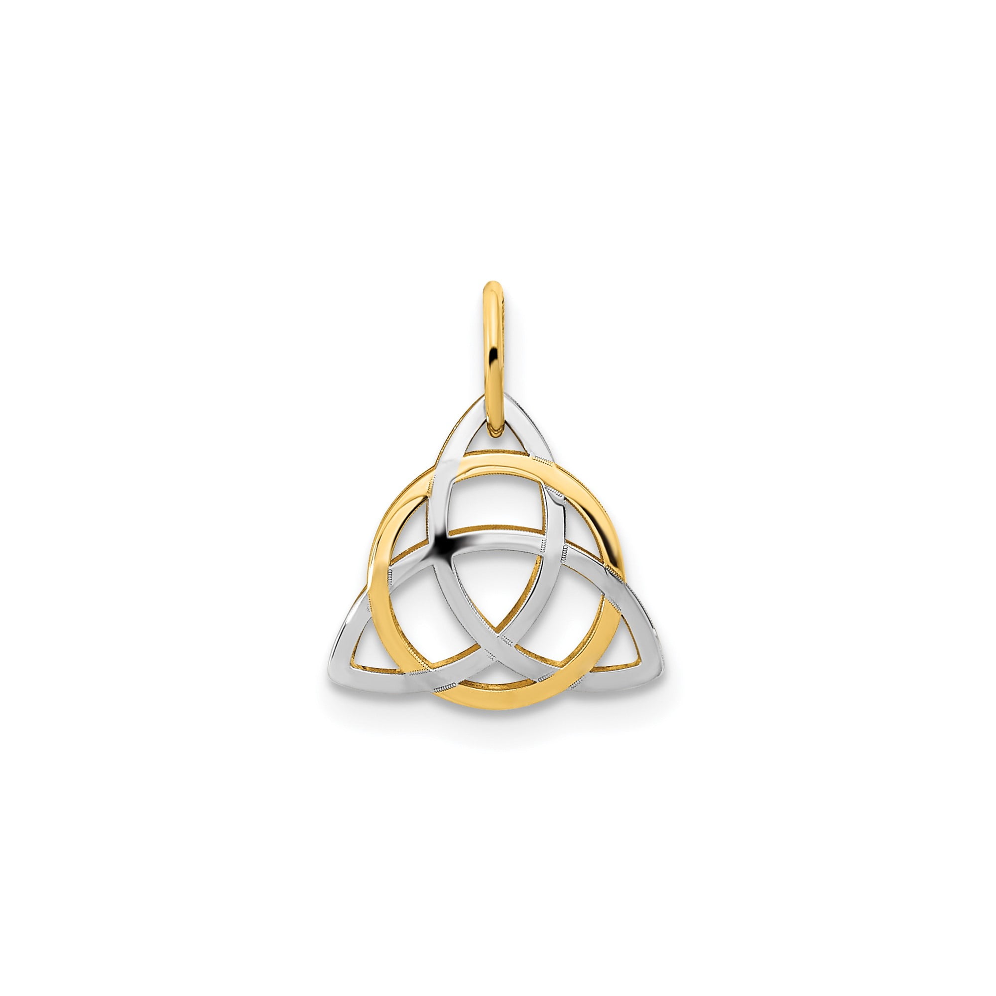 14k Yellow and Rhodium Gold Celtic Trinity Knot Pendant for Men and ...