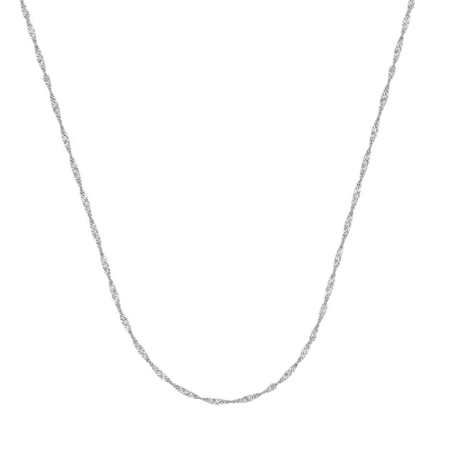 14k Genuine Yellow or White Gold Singapore Rope Chain Necklace, 1mm ...