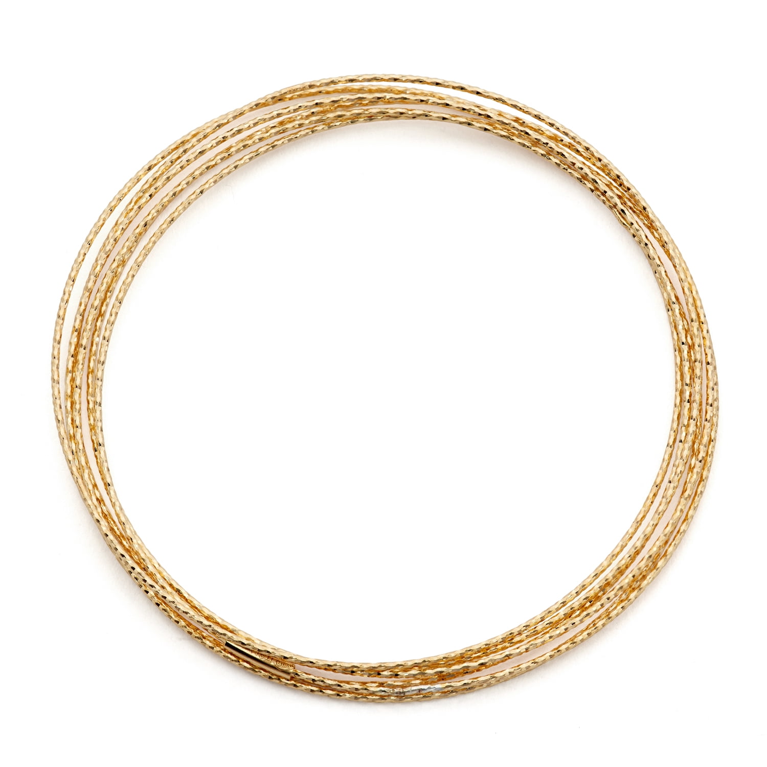 14k gold plated Sterling silver stack diamond-cut bangles - Walmart.com