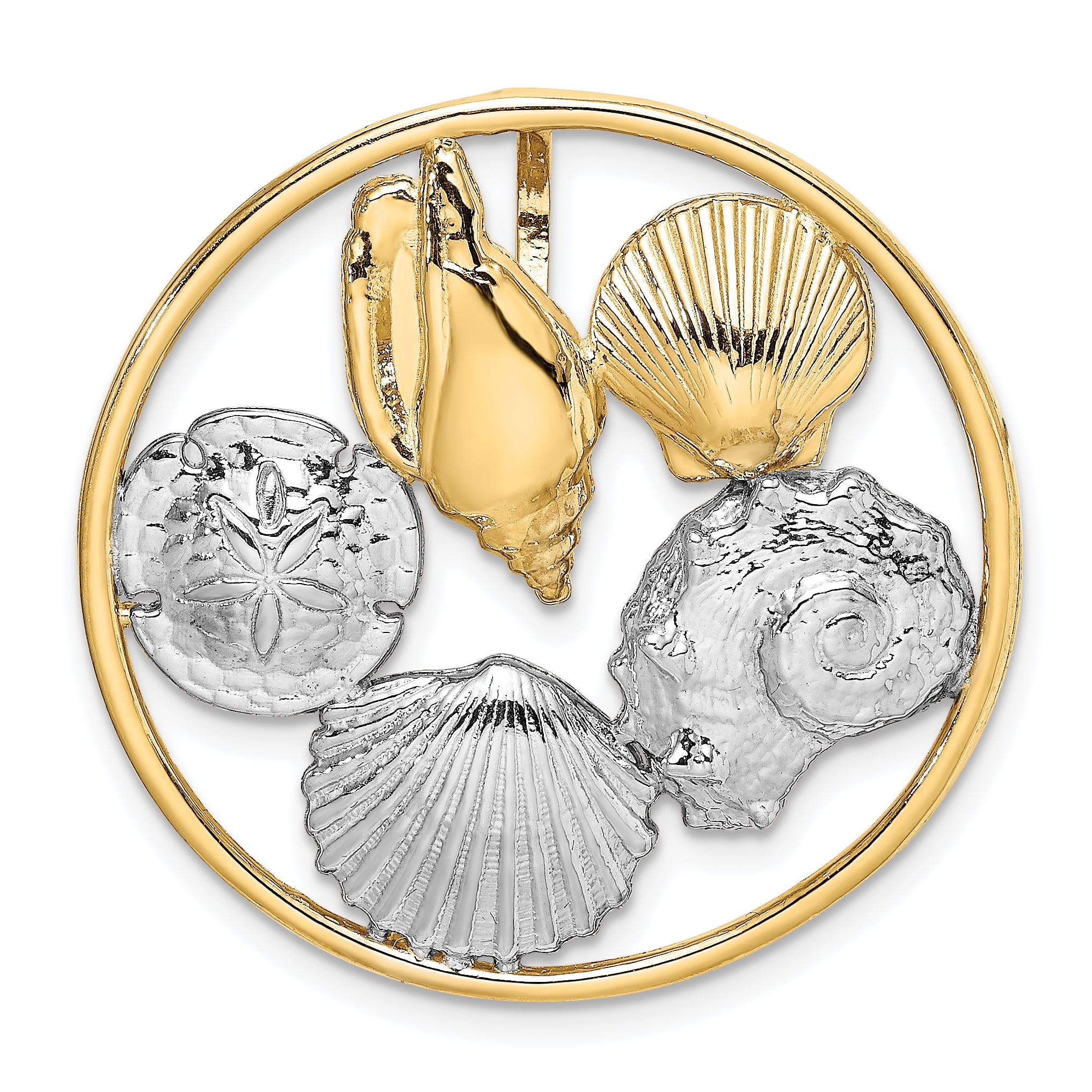 14k with White Rhodium Shell Cluster in Circle Slide SL634 - Walmart.com