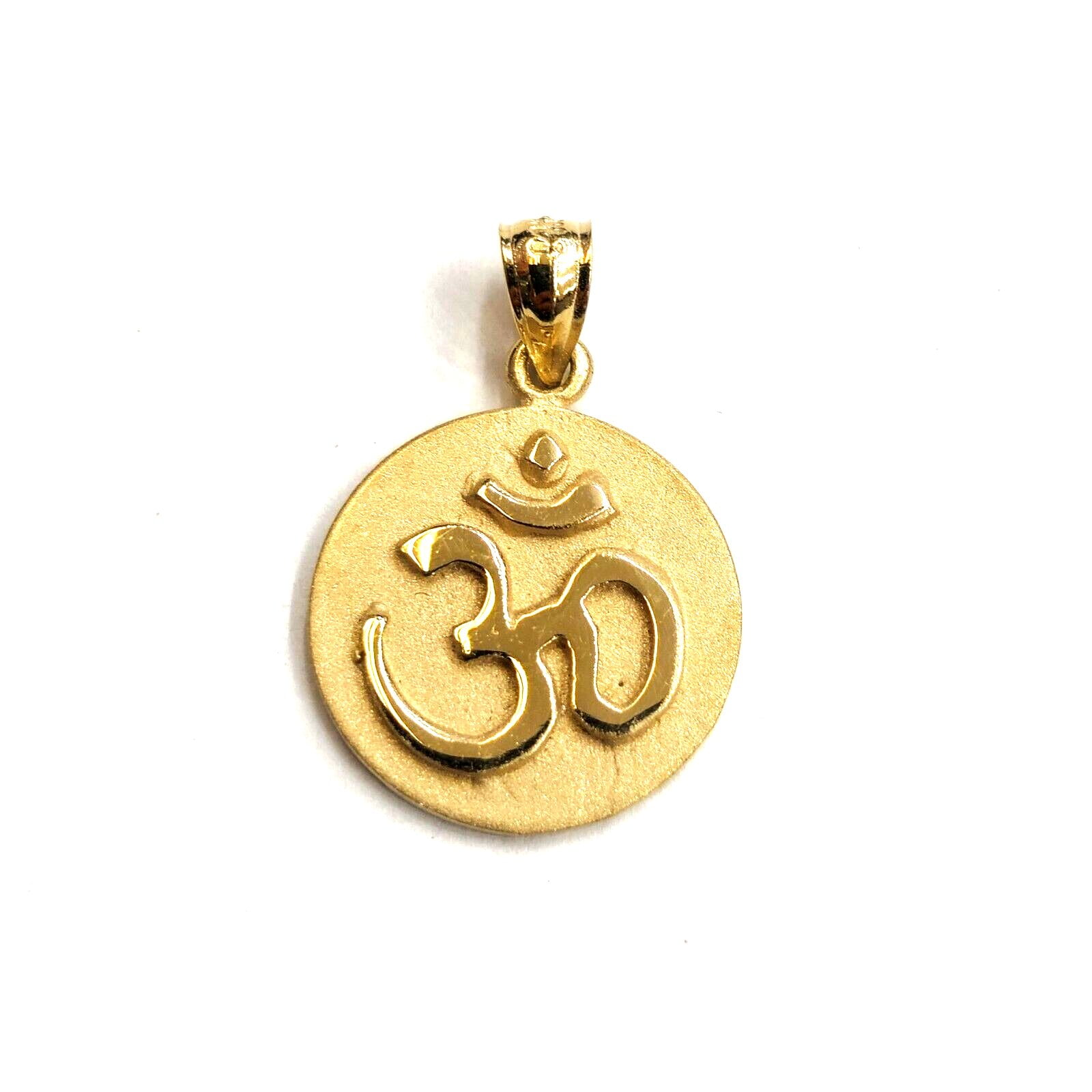 14k yellow Gold Round Hindu Yoga Om Oum Ohm Symbol Prayer Charm Pendant ...