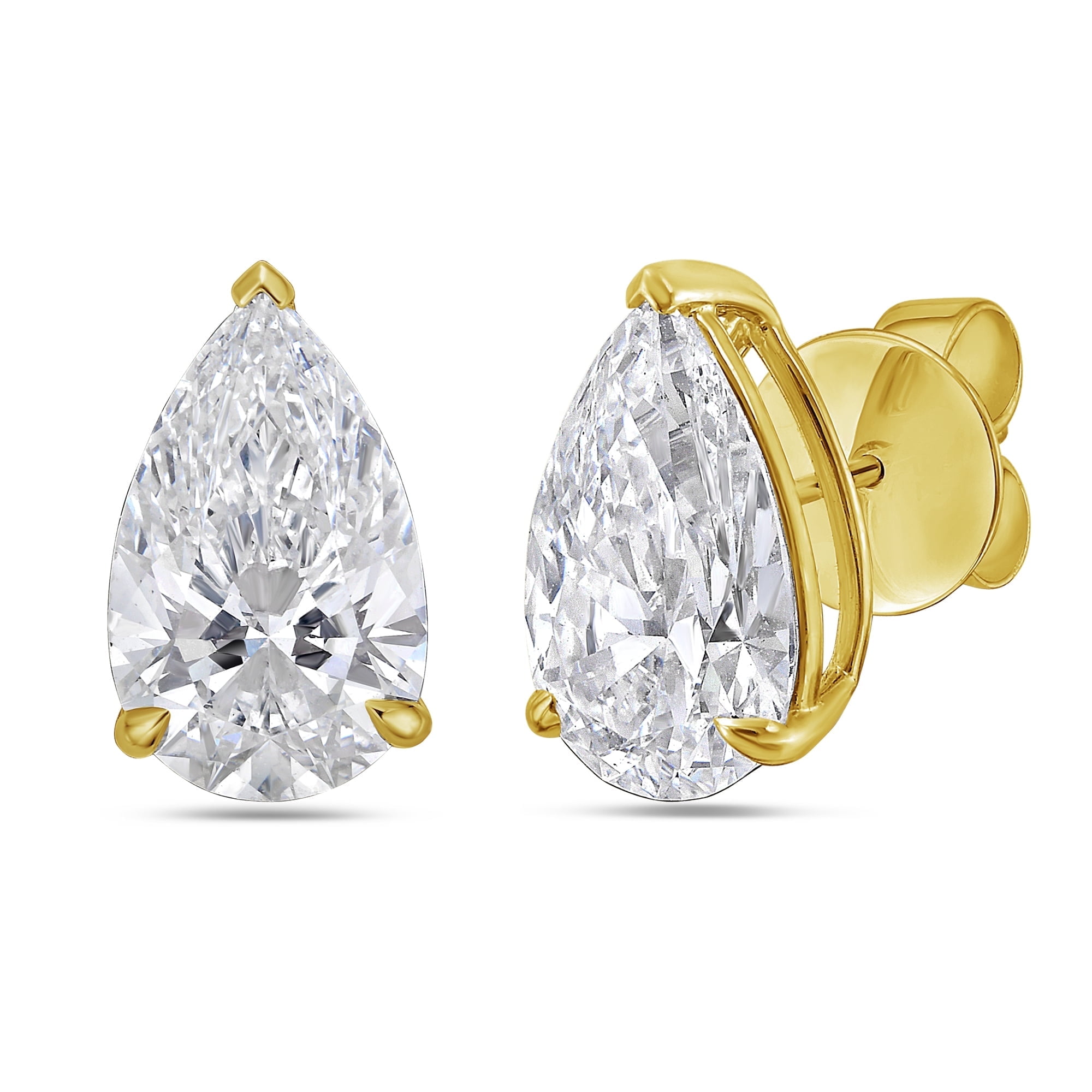 14kt 6ct Lab Grown 3 Prong Studs pear cut, DEF color, VS clarity ...