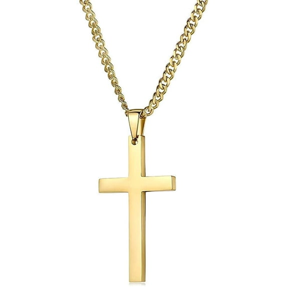 14kt Gold Chain Chain Cross Pendant 2MM for Men, Women, Teens. Diamond ...