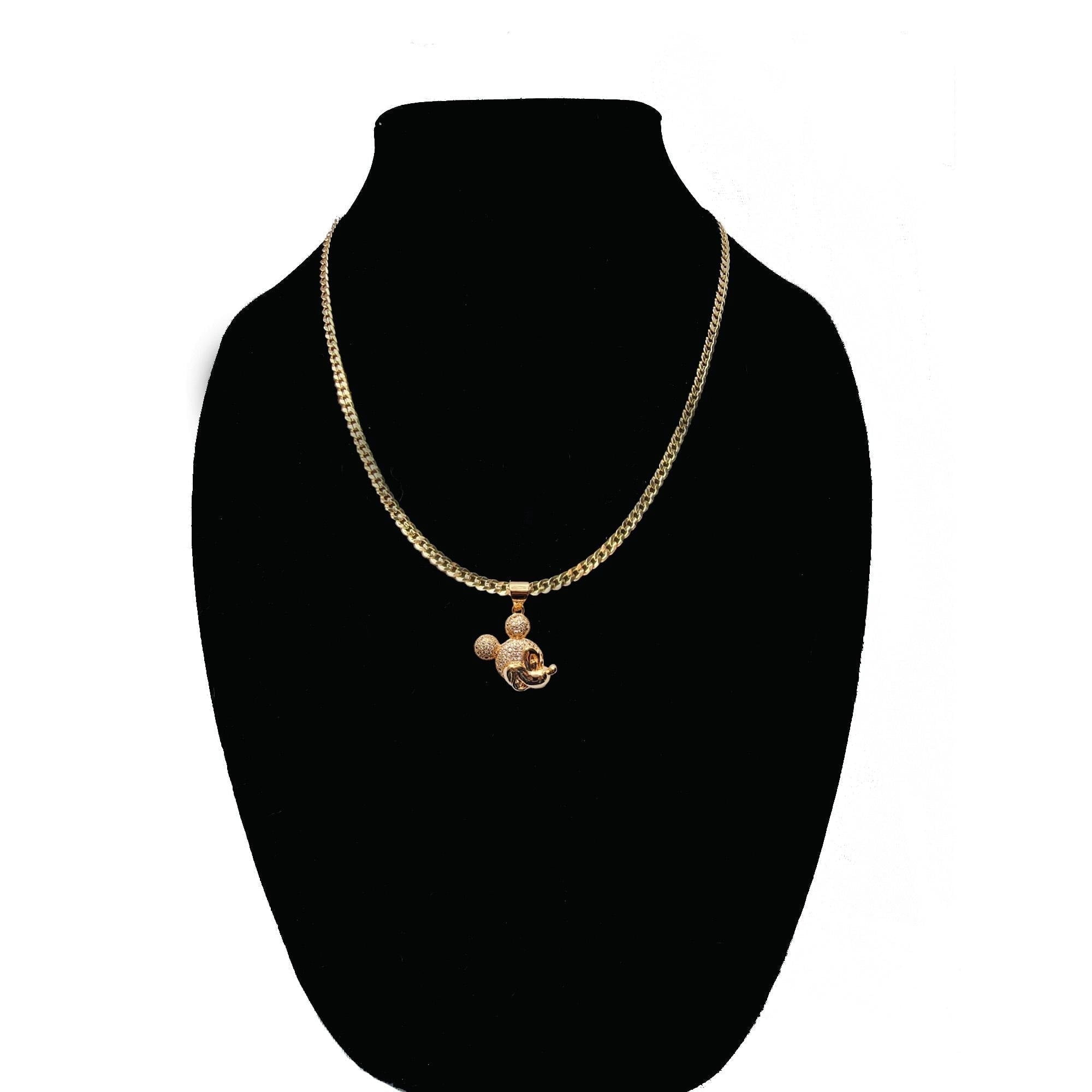 14kt Gold Chain Necklace, Rope Chain Mickey Mouse Head Necklaces for ...