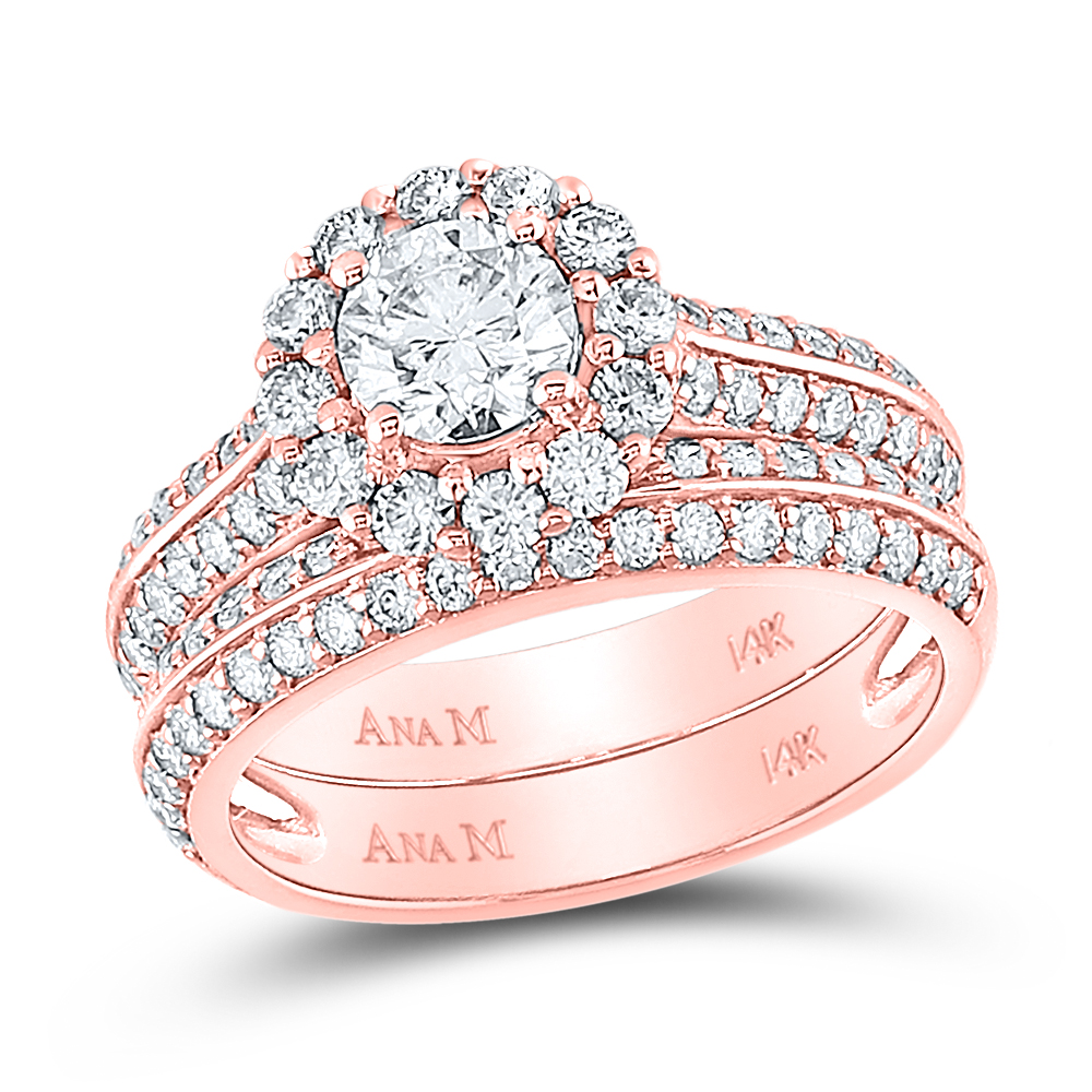 14kt Rose Gold Womens Round Diamond Bridal Wedding Engagement Ring Band ...