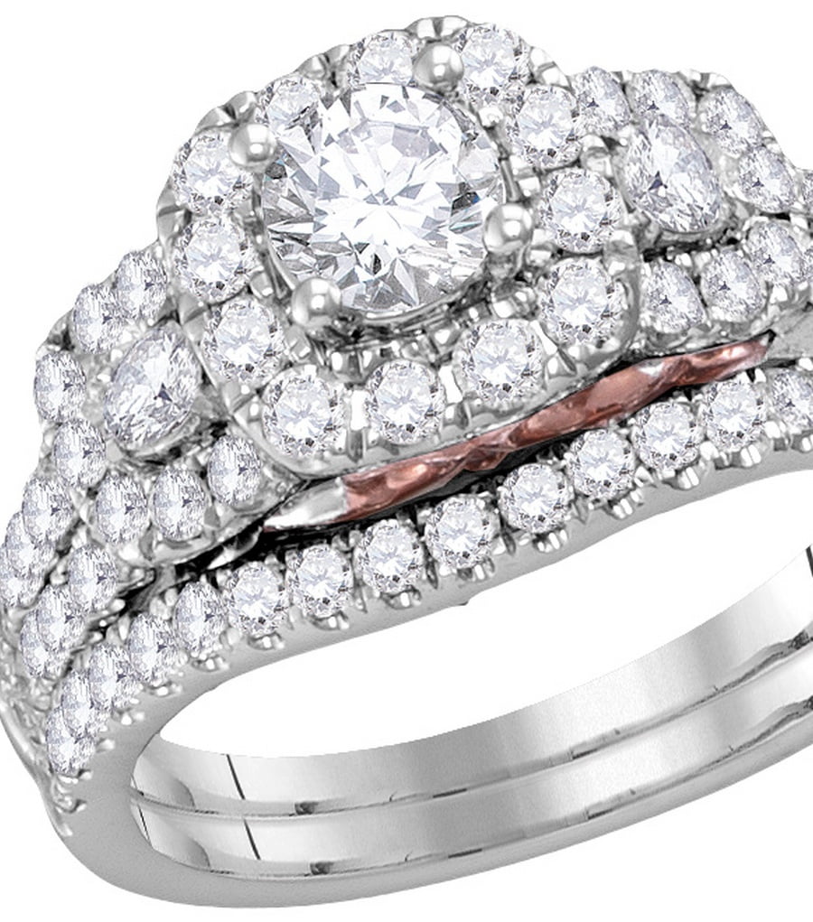 14kt Two-tone Gold Womens Round Diamond Bellissimo Bridal Wedding ...
