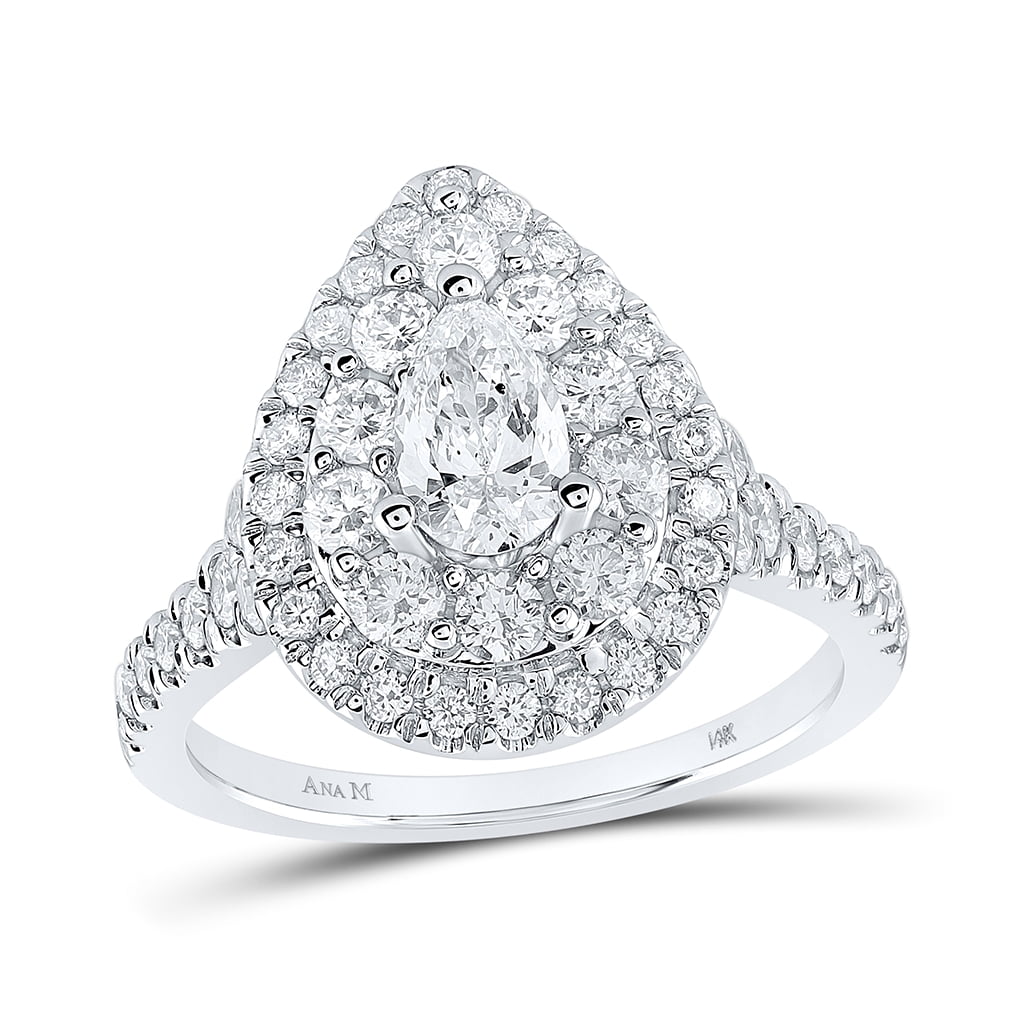 14kt White Gold 1 3/4ctw Diamond Ana M 1/2ct-cpear Engagement Double ...