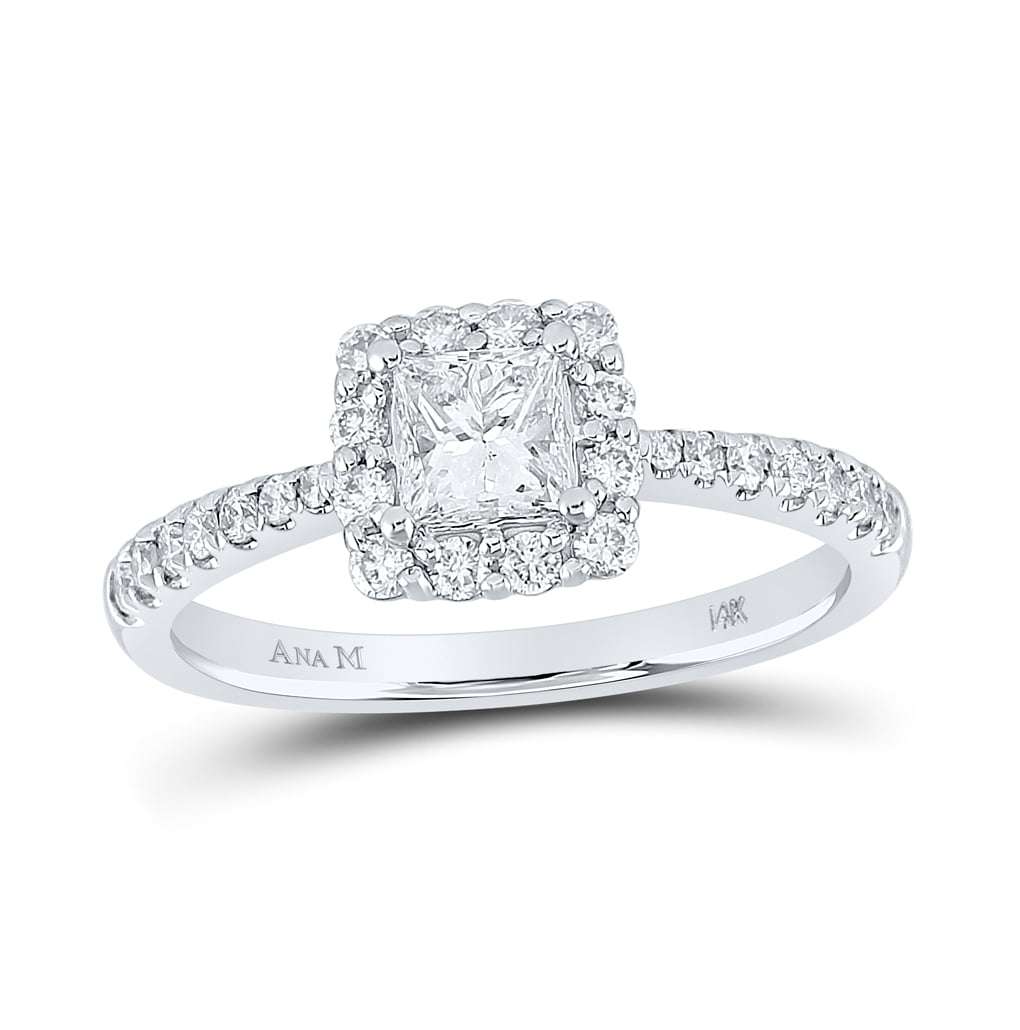 14kt White Gold 7/8ctw Diamond Ana M 1/2ct-cpr Engagement Single Halo ...