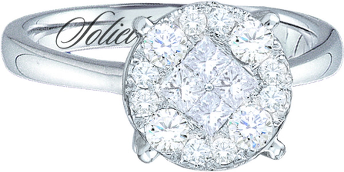 14kt White Gold Womens Princess Diamond Soleil Bridal Wedding